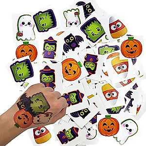 The Dreidel Company Halloween Temporary Tattoos, Great For Birthday Party Favors, Classrooms, Favor & Goody Bags, And Party Supplies, 2" Inches Assorted (144-Pack)