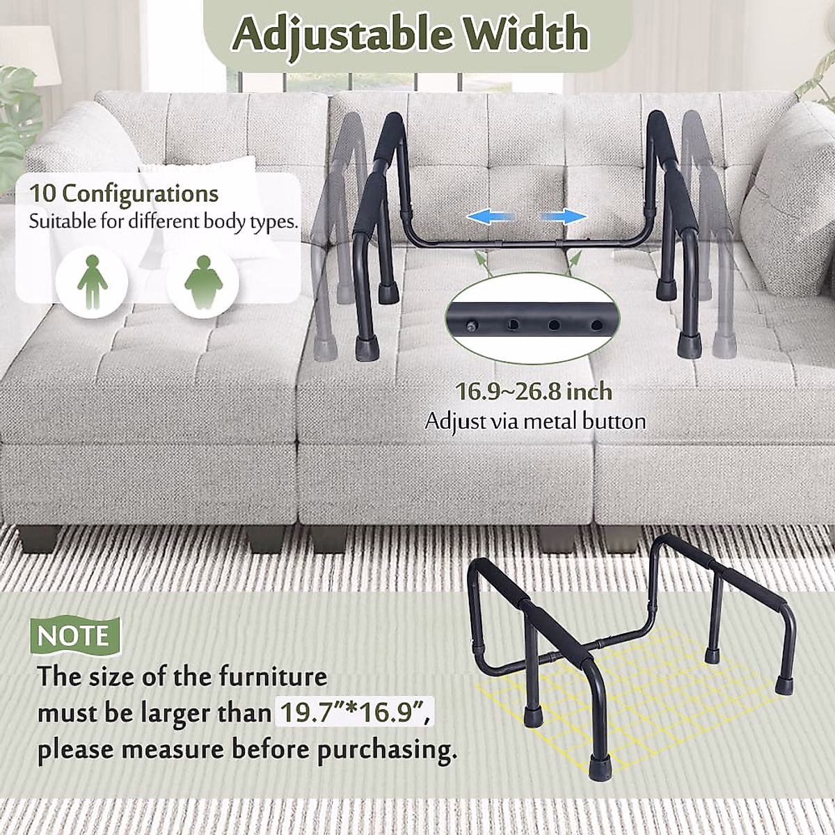 Couch Rails for Elderly Standing Helper Chair Lift Assist Devices for Seniors Handicap Couch Cane Assistance Stand Up Mobility Aids Seat Lifter for Chair Couch Grab Bar Portable Standing Frame