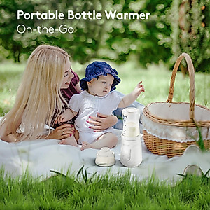 Portable Bottle Warmer with Long Battery Life, Baby Bottle Warmer for Most Milk Bottles Rechargeable Baby Bottle Warmer for Travel Quick Heating Baby Milk Breastmilk with Precise Temperature Control