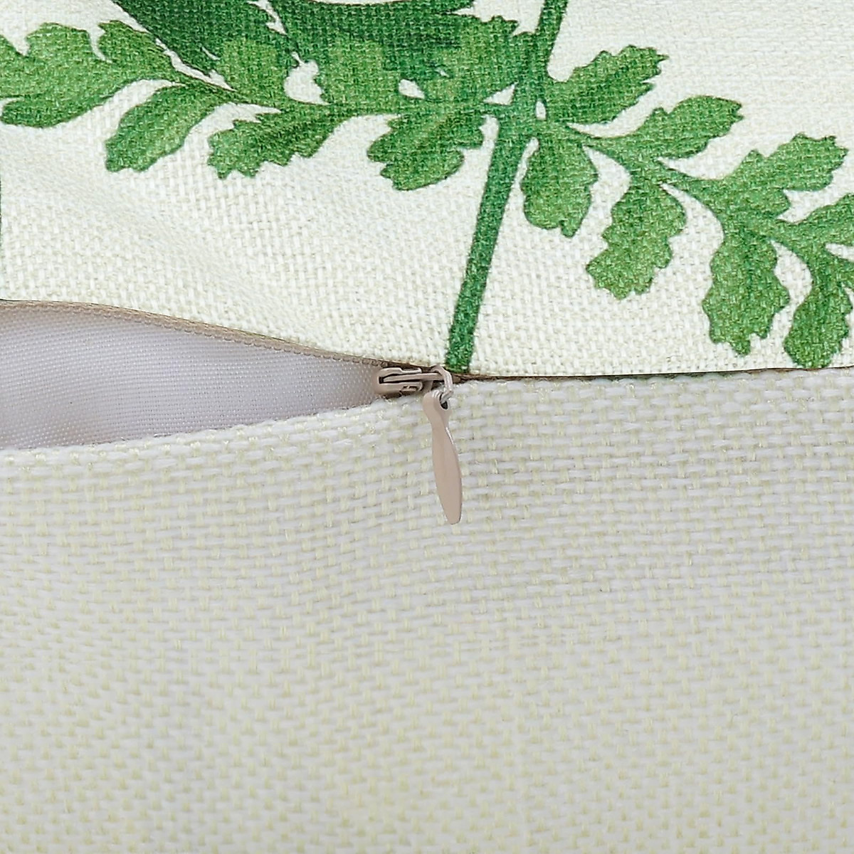 Bonhause Green Leaves Fern Throw Pillow Covers 18x18 Set of 4 Spring Summer Botanical Foliage Decorative Throw Pillow Cases Linen for Sofa Garden Couch Home Decor