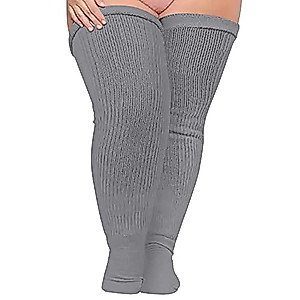 SNKSDGM Sheer Knee High Socks Women Soild Plus Size Over Knee Cotton Socks Extra Long Extra Thick Thigh Socks Thy High Socks