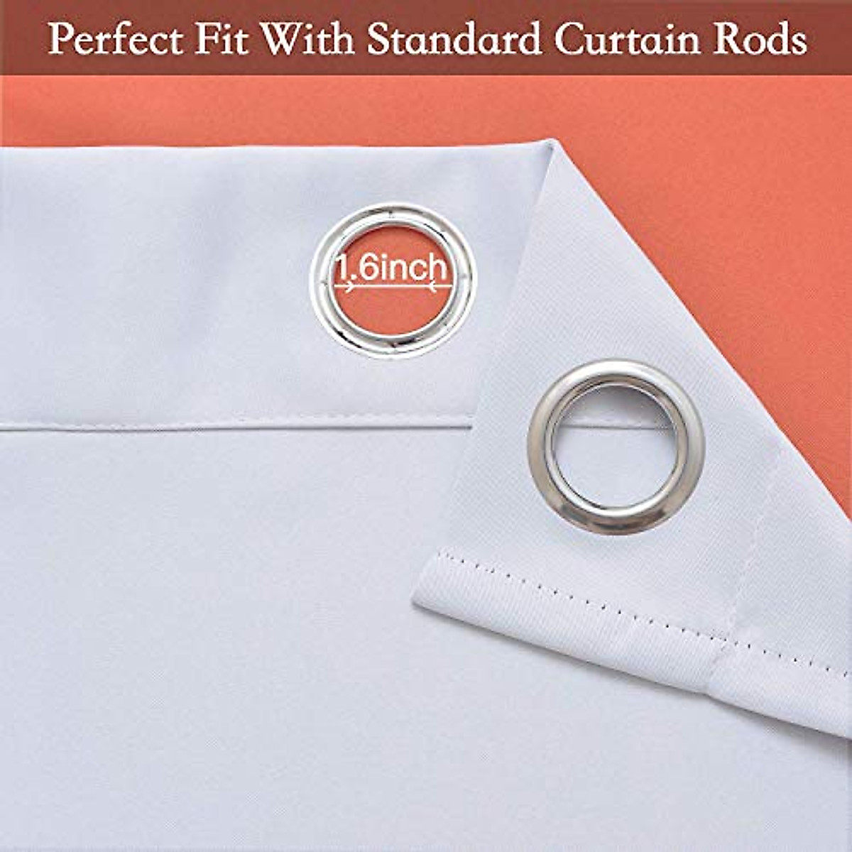 SimpleHome Ombre Room Darkening Curtains for Bedroom, Light Blocking Gradient Grey White to Coral Thermal Insulated Grommet Window Curtains/Drapes for Living Room,2 Panels, 52x84 inches Length