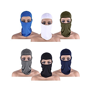 SATINIOR 6 Pieces Ski Mask Full Face Cover UV Sun Protection Balaclava Summer Ice Cooling Neck Gaiter for Men Outdoor Cycling(Black, Dark Grey, Navy Blue, White, Army Green, Royal Blue)