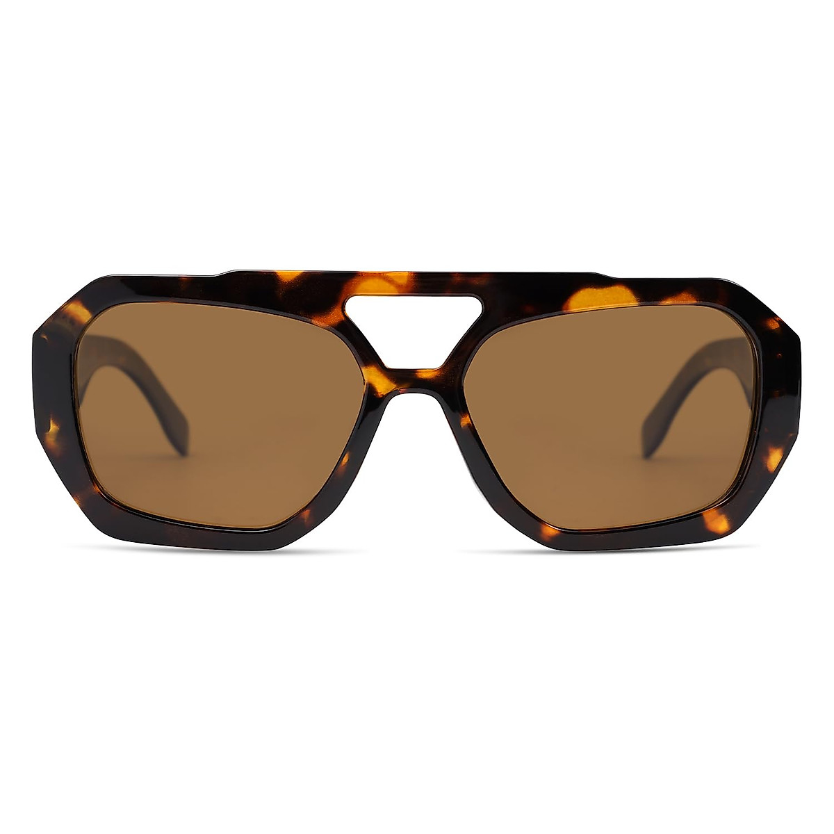 SOJOS Trendy Aviator Sunglasses for Womens Mens Polarized,Large Retro Hexagonal Square Double Bridge Sun Glasses SJ2288