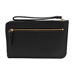 Kate Spade New York Cameron Medium L-Zip Leather Wristlet Pouch Wallet Black