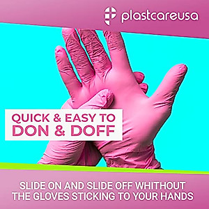 PlastCare USA 100 Small Nitrile Exam Disposable Gloves, Latex & Powder Free