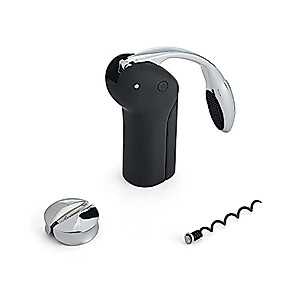 Rabbit Vertical Lever Corkscrew with Foil Cutter, 5 1/2w x 2 1/2d x 6h (in), Black