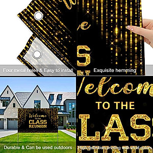 Swepuck 72x43inch Fabric Golden Welcome to The Class Reunion Backdrop 20th 30th 40th Reunion Photography Background School Party Decorations Photo Booth Banner