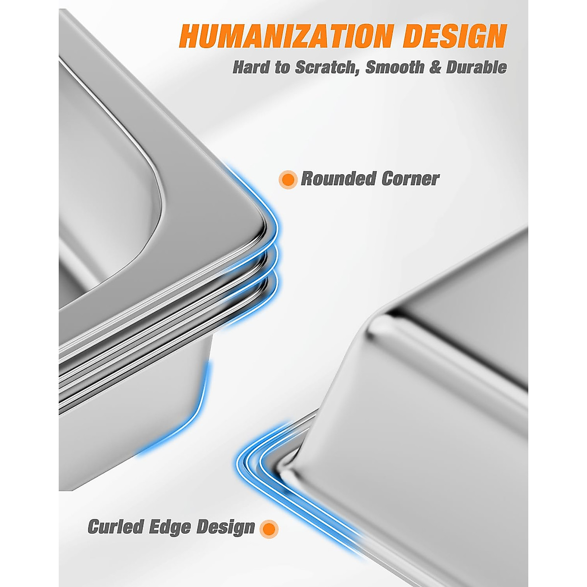 SVKLHY 304 Stainless Steel 1/2 Size Hotel Pans: 6 Pack 2.5 Inch Deep [Anti-Jam][Super Thicken] Steam Table Pan Commercial Hotel Pan for Restaurant Catering Party