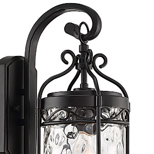 John Timberland Paseo European Country Outdoor Wall Light Fixture Matte Black 19" Clear Hammered Glass Decor for Exterior House Porch Patio Outside Deck Garage Yard Front Door Garden Home