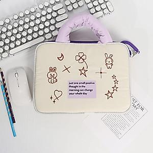 Loizziuy Laptop Bag Bunny Print Space Cotton 11 13 15 17 Inch Pad Tablet Shockproof Fashionable for women Y2k Pad Laptop Case (13.3",Beige)