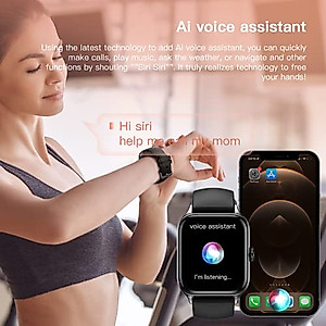 Smart Watch (Receive & Dial), 2023 Newest 1.85" TFT HD Touch Screen, Smart Watch for Women Men with Fitness Tracker, Smart Watch for Android iPhone with Text, Pedometer, Heart Rate (Classic Black)