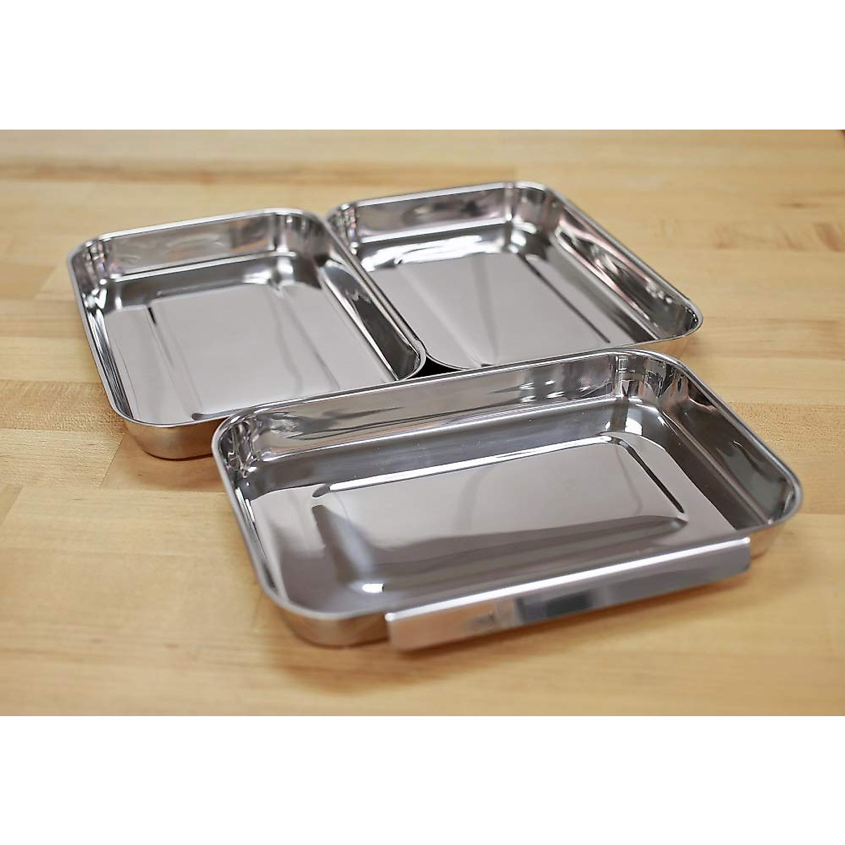 Küchenprofi Stainless Steel Breading Set, No Mess Linking, Overlapping Breading Trays, Set of 3