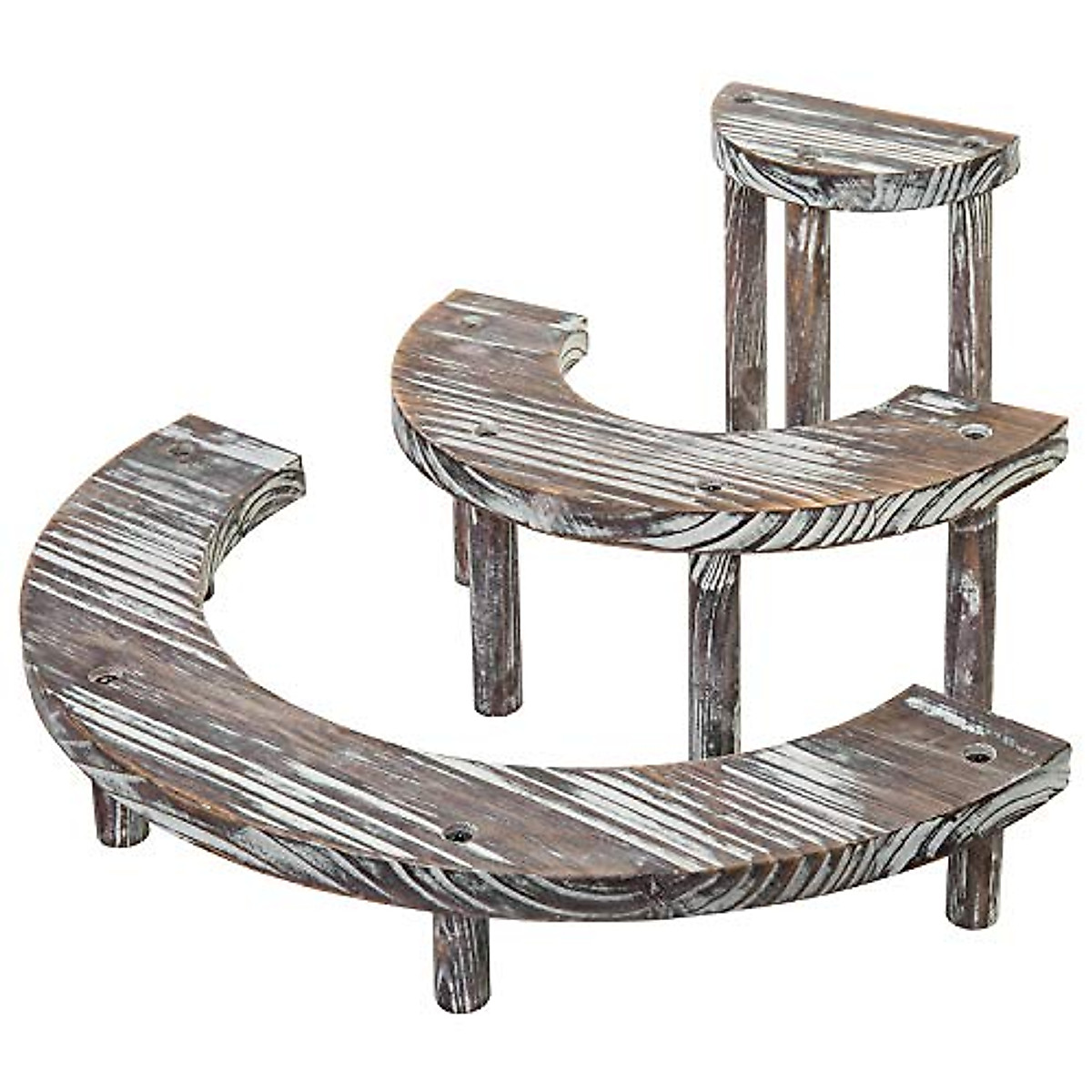 MyGift 3 Tier Rustic Torched Wood Semicircle Cupcake Stand Display Risers