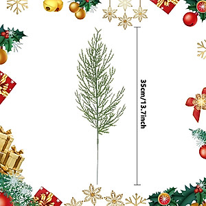 Alpurple 25 PCS Artificial Pine Branches-13.7 Inches Fake Greenery Plants Pine Sprigs-Faux Pine Leaves Picks for DIY Garland Crafts Christmas Embellishing and Home Garden Decoration (25PCS)