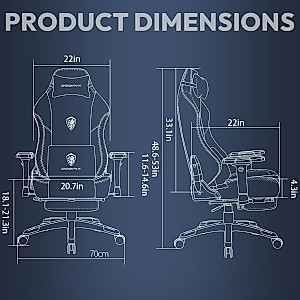 Dowinx Big and Tall Gaming Chair with 4D Armrest and Footrest, High Backrest Office Game Chair with Suede Headrest and Lumbar Support, Pu Leather Ergonomic Computer Chair 400LBS, Black