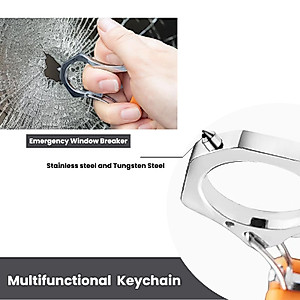 SAMIQU 2 Pcs Multifunctional Keychain,Versatile Car Key Chain with Bottle Opener, Box Cutter, Window Breaker（Orange&black）
