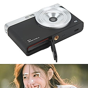 plplaaoo 4K Digital Camera,2.88in IPS HD Mirrorless Digital Camera for Photography and Video,AF Autofocus 16X Zoom 50MP Vlogging Camera,with LED Fill Light,Hand Strap,for Beginner (Black)