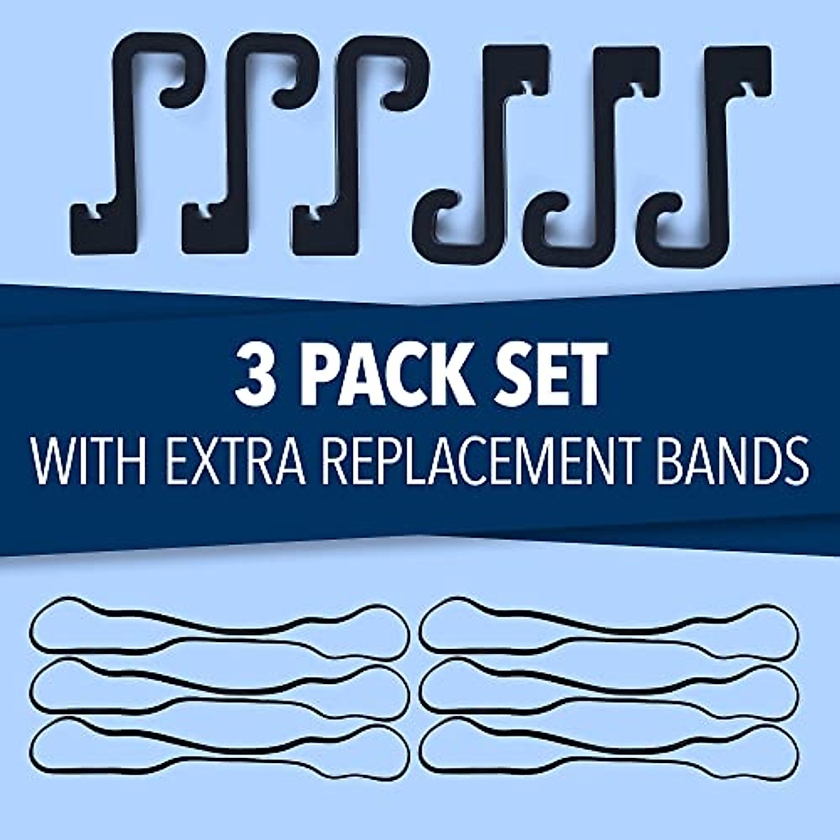 [3 Pack] Trash Can Locks for Animals - Trash Can Lid Lock for Wildlife & Raccoon Proof Garbage Cans - Keeps Outdoor Bins Secure - Fits Circular & Hinged Lids - 6 Trash Can Clips & 6 Heavy Duty Bands