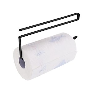 DS. DISTINCTIVE STYLE Paper Towel Holder Under Cabinet Door No Drilling Durable Paper Rolls Rack for Kitchen, Bathroom and RV Storage (Black)