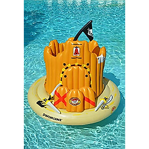 Swimline Pirate Island Pool Float , Black , 82 x 82 62