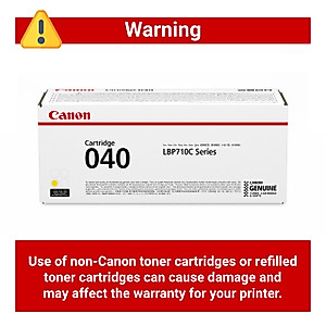 Canon Genuine Toner, Cartridge 040 Yellow (0454C001), 1 Pack, for Canon Color imageCLASS LBP712Cdn Laser Printer, Black