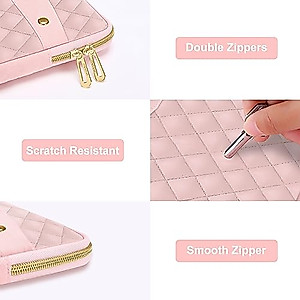 MOSISO Laptop Sleeve Compatible with MacBook Air/Pro, 13-13.3 inch Notebook,Compatible with MacBook Pro 14 inch 2023-2021 A2779 M2 A2442 M1, Square Quilted Polyester Horizontal Carrying Bag,Chalk Pink