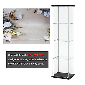 PIAOLGYI Replacement Shelf for IKEA Detolf,Triangular Acrylic Corner Shelves Extra Shelves Accessories Compatible with IKEA Detolf Glass Cabinet,11" x 15" (7mm) ﻿