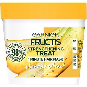 Garnier Fructis Strengthening Treat 1 Minute Hair Mask with Banana Extract, 3.4 Fl Oz (Pack of 1)