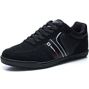 Alpine Swiss Liam Mens Fashion Sneakers Suede Trim Low Top Lace Up Tennis Shoes BLK 12 M US