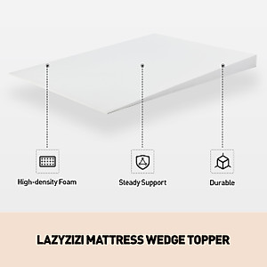 Lazyzizi Mattress Wedge Only, 5-Inch Queen Inclined Bed Wedge Mattress Topper for Acid Reflux, GERD, Neck & Back Pain, Snoring, Adjustable Elevator Under Mattress Support for Bedroom