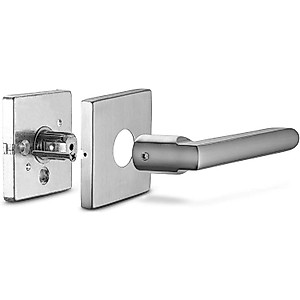 Berlin Modisch HandleSet Front Door Entry Handle and Deadbolt Lock Set Slim Square Single Cylinder Deadbolt and Lever Reversible for Right & Left Sided Doors Heavy Duty – Satin Nickel Finish
