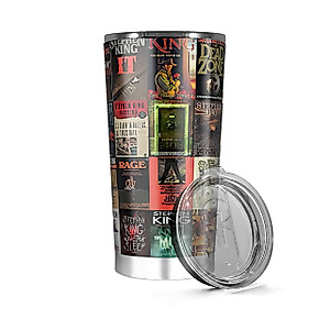 Insulated Tumbler Stainless Steel 20oz 30 Oz Stephen Tea King Iced Book Hot Cover Wine Collage Coffee Cold Cup Mug Suit For Home Office Travel, White