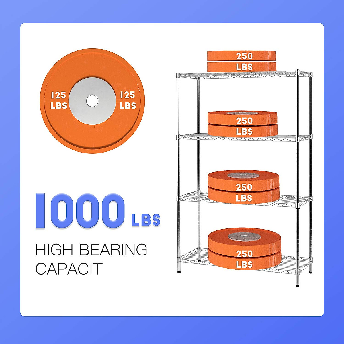 FDW 14" D×36" W×54" H Commercial Wire Shelving Unit Metal Shelf with 4 Tier Adjustable Layer Rack Strong Steel for Restaurant Garage Pantry Kitchen Garage，Chrome