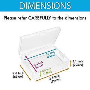 12 Pack 3.5x2.6x1.1 Inches Small Clear Plastic Box Storage Containers with Hinged Lid Rectangular for Organizing Small Parts, Office Supplies, Clips (12)