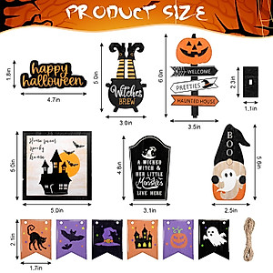 Halloween Tiered Tray Decor |Happy Halloween Decorations Indoor| Rustic Halloween Wooden Sign for Kitchen Home Table Room, 14PCs Halloween Party Supplies(Tray Not Included)