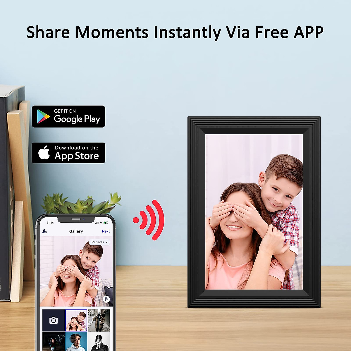 Mvgges Digital Picture Frame 10.1 Inch WiFi Digital Photo Frame, 16GB Storage, Auto-Rotate, IPS Touch Screen, Wall-mountable, Share Photos and Videos Instantly via Free App from Anywhere