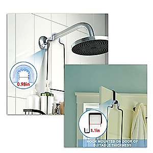 Joqixon Shower Caddy, UPGRADED Extended Length Shower Caddy Over Shower Head No Blocking to Shower Head, Rustproof Shower Organizer with Hooks Shampoo Soap Holder, Bathroom Large Hanging Shower Caddy