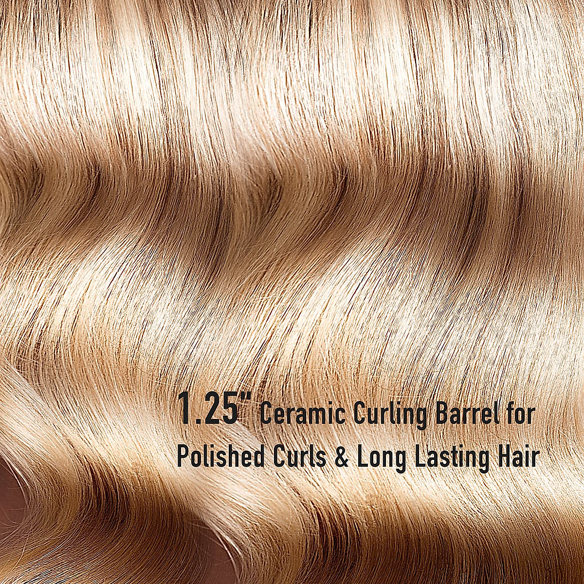 Lanvier 1.25 Inch Clipped Curling Iron with Extra Long Tourmaline Ceramic Barrel, Professional Hair Curler up to 450°F Dual Voltage for Traveling, Hair Waving Style Tool for Girls & Women-Rose Gold