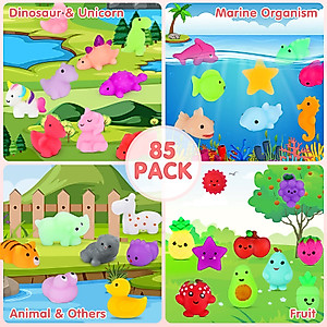 85Pcs Mochi Squishy Toys Party Favors for Kids Kawaii Animal Mini Squishies Stress Relief Toys Birthday Xmas Easter Gifts for Girl Boy Classroom Prizes Goodie Bag Fillers Easter Egg Fillers Random