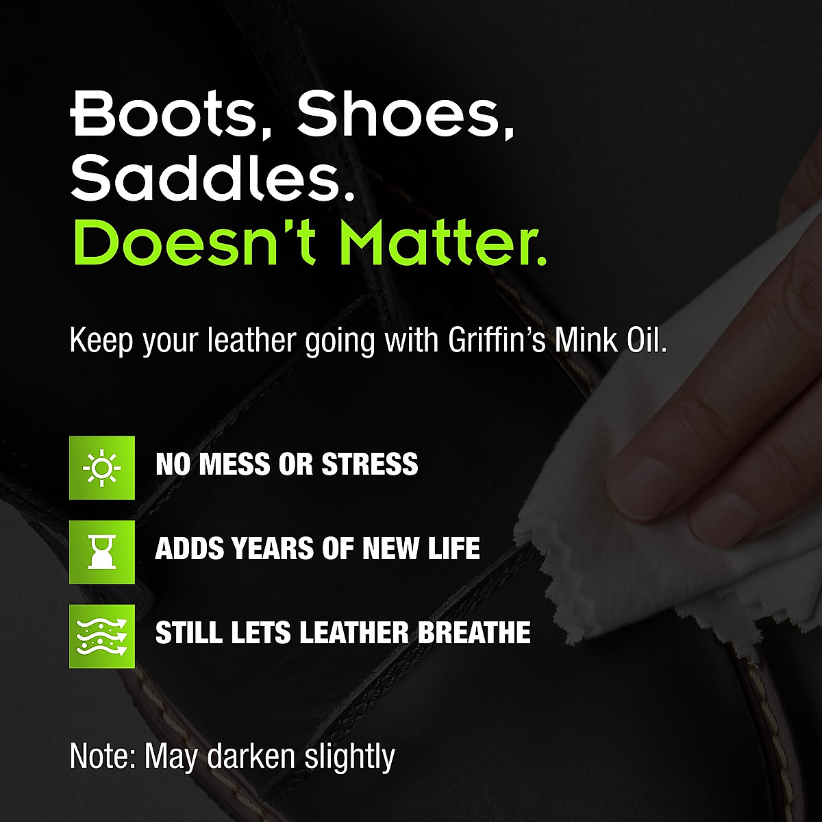 GRIFFIN Mink Oil - Leather Conditioner, Leather Softener, Water Repellent (Waterproofing) and Weather Protector - Shoes, Boots, Handbags and Leather Goods (2.8 oz) - Made in USA