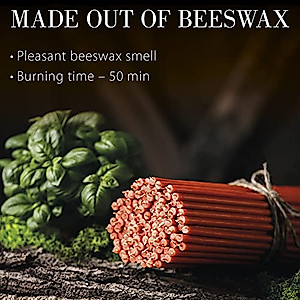 Danilovo Pure Beeswax Candles - No-Drip, Smoke-Less, Tall, Thin Taper Candles – Decorative Candles for Church Prayer, Decor or Birthday Candles – Honey Scented Candles – 6.4”x0.22” (Orange, 50pcs)