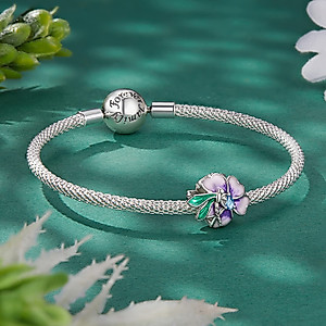 Dragonfly Flower Bead Charm 925 Sterling Silver Charm Fits For Pandora Bracelet Necklace,BSC786