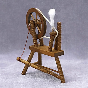 Toddmomy 1: 12 Vintage Sewing Machine Dollhouse Miniature Hand Reeling Machine Wooden Spinning Wheel Mini Dollhouse Furniture Accessories