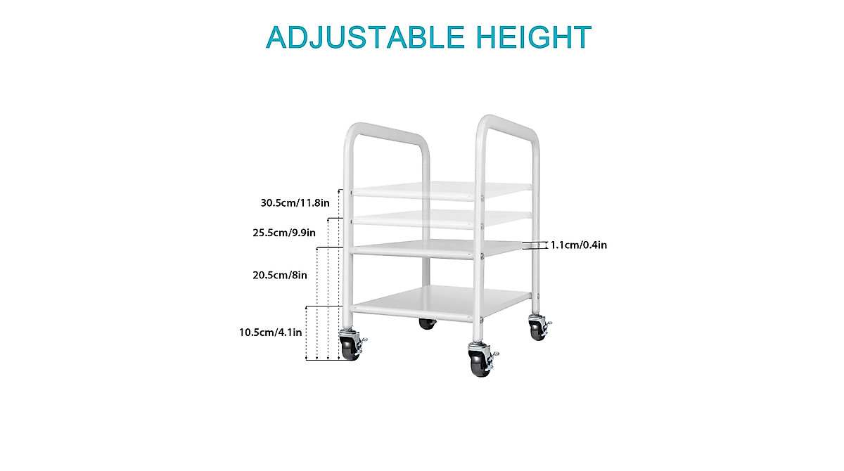 360Tronics White Adjustable PC Stand with Locking Wheels for Office & Home