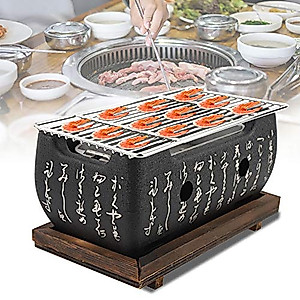 Japanese Yakiniku Grill, Portable Barbecue Stove Heat-Resistant Japanese Food Charcoal Stove, Independent Carbon Trough, for Household, Yakiniku, Robata, Yakitori, Takoyaki and BBQ