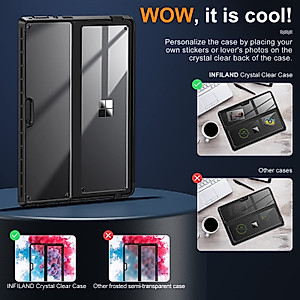 INFILAND Case Compatible with Microsoft Surface Pro 8, High Clear Transparent Shockproof Robust Portable Protective Case Multi-Angle Adjustable Stand for Surface Pro 8 13 Inch 2021 Tablet, Black