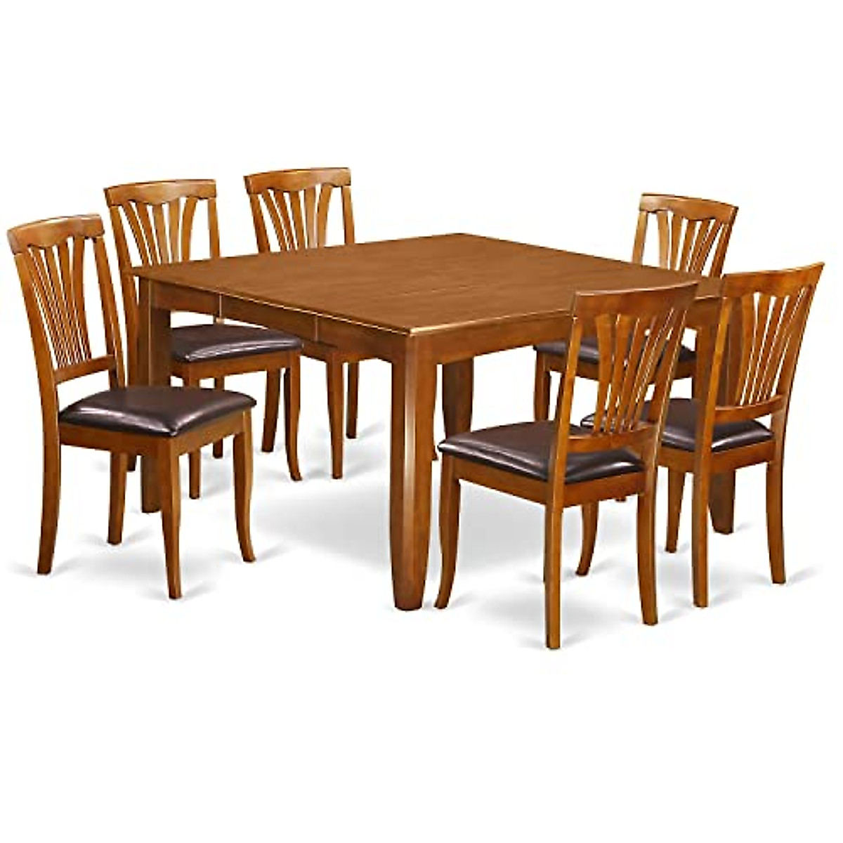 East West Furniture PFAV7-SBR-LC Dining Set, Faux Leather Seat