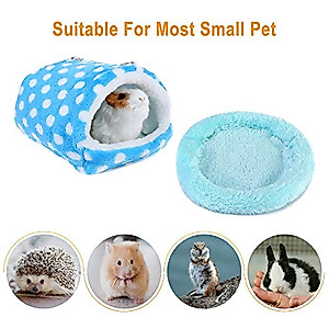 Filhome Small Animal Bed Set, Hamster Hammock House Guinea Pig Bed Rat Sleep Pad Mat Cage Accessories for Sugar Glider Chinchilla