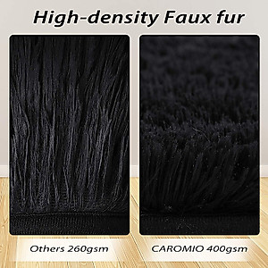 CAROMIO Fluffy Area Rug Plush Fluffy Shag Rugs 9' x 12' Extra Soft and Comfy Modern Indoor Shaggy Carpet Rugs for Bedroom Living Room Girls Kids Nursery Fluffy Area Rug, Black